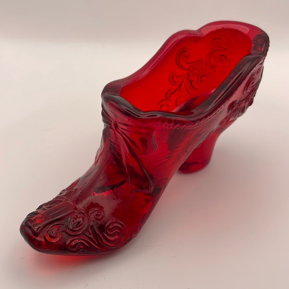 Other | Vintage Glass Ruby Red Victorian Shoe Figurine | Poshmark